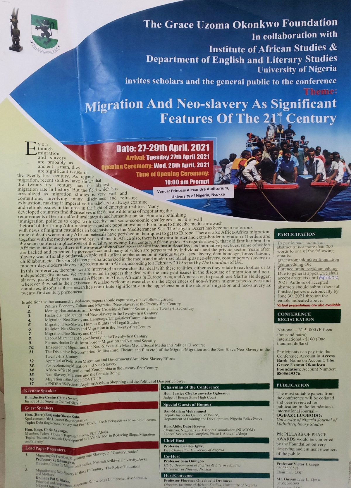 Institute Of African Studies Presents Migration and Neo Slavery As ...