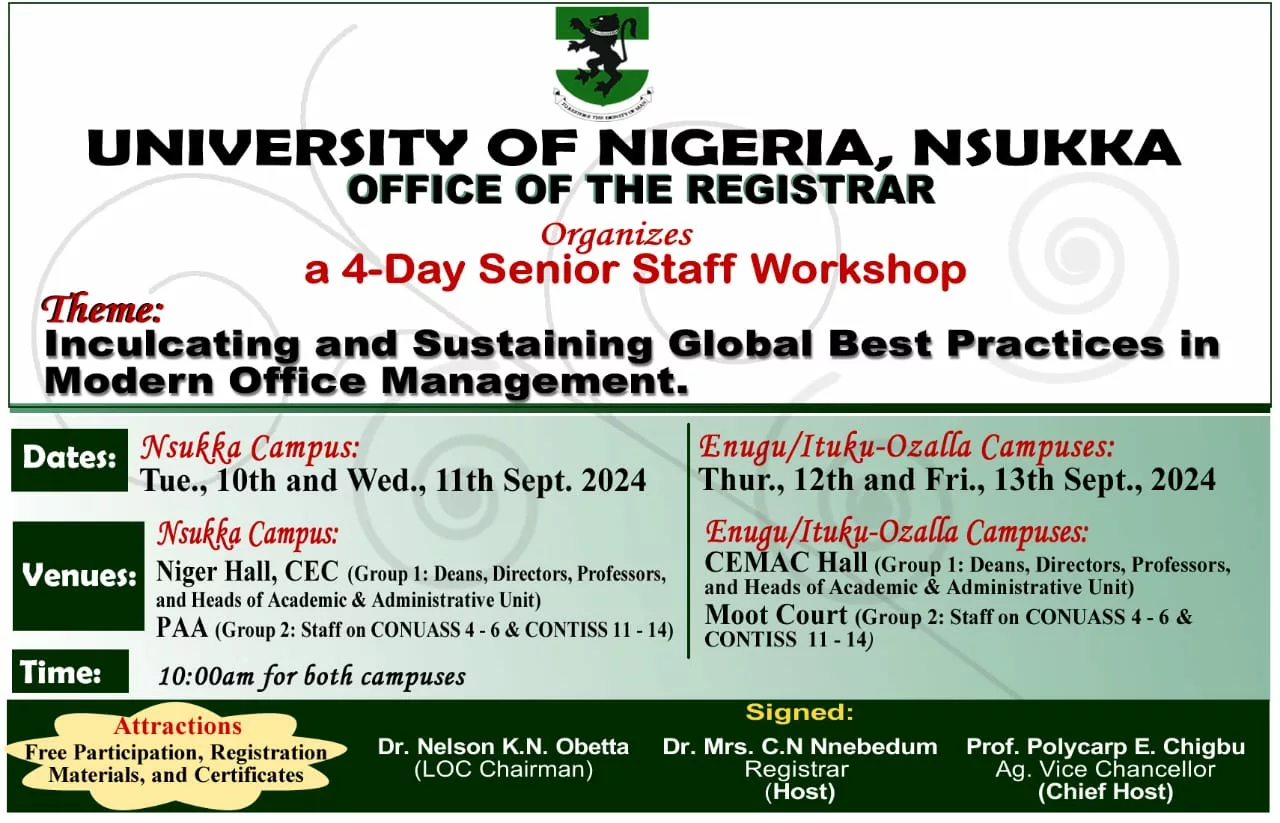 Events Listing - University Of Nigeria Nsukka